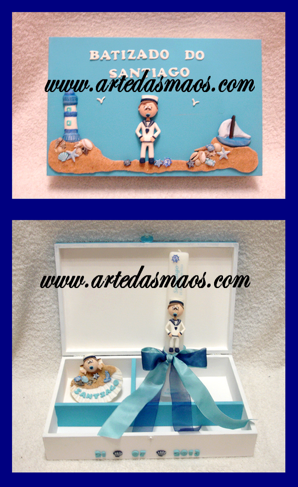 Arte das Mãos - Caixa para vela, toalha e concha